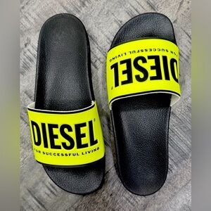 Diesel | Shoes | Diesel Neon Yellow And Black Slides | Poshmark